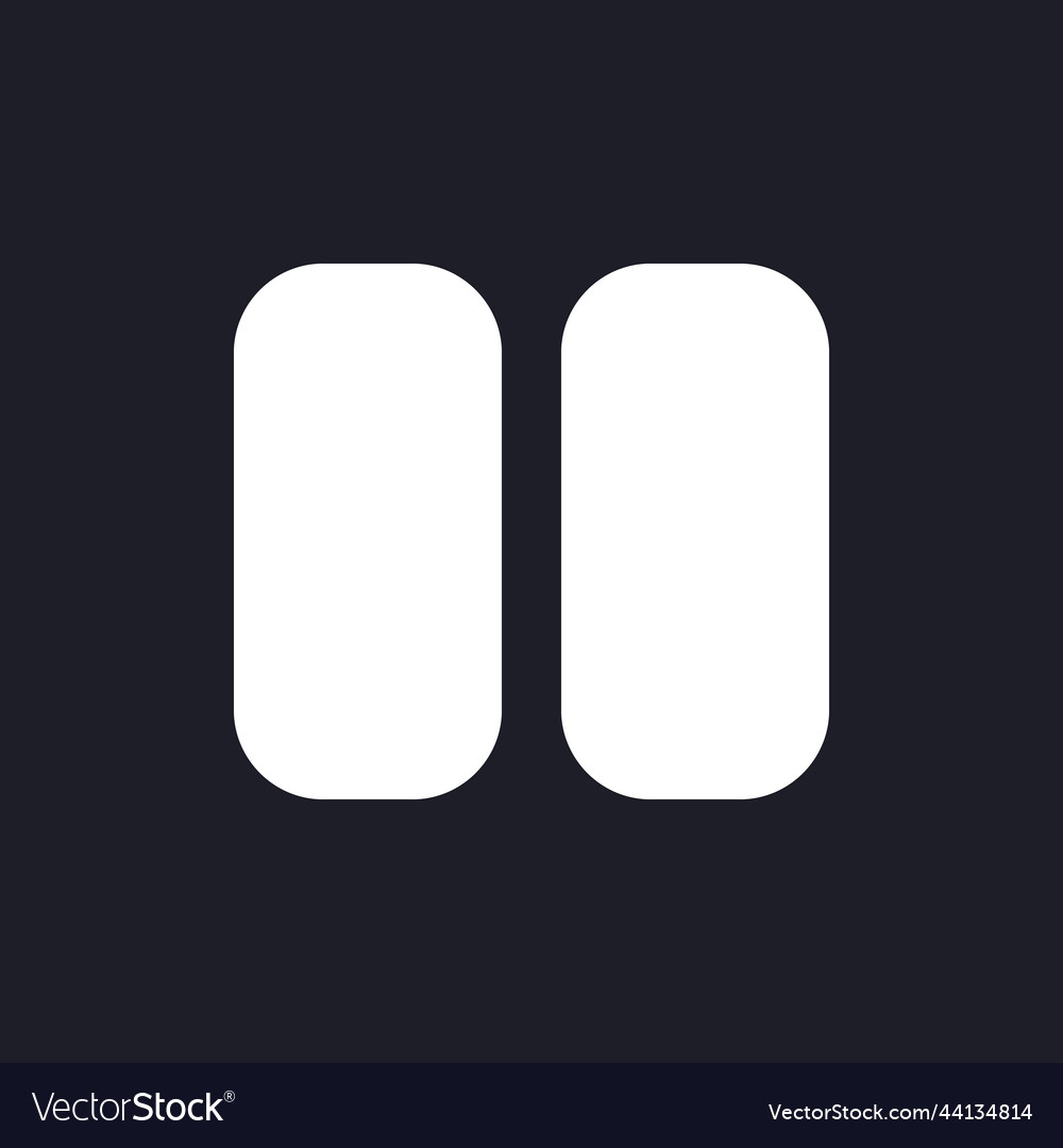 Pause dark mode glyph ui icon Royalty Free Vector Image