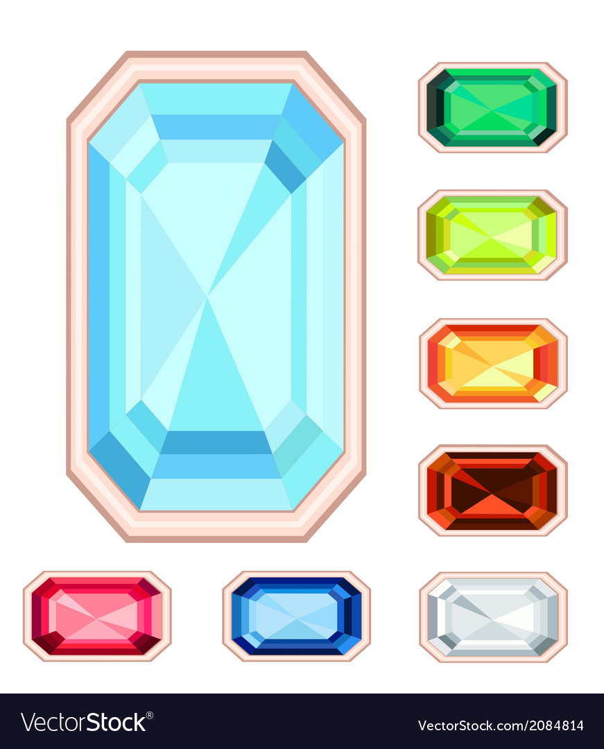 Rectangle gemstone set Royalty Free Vector Image
