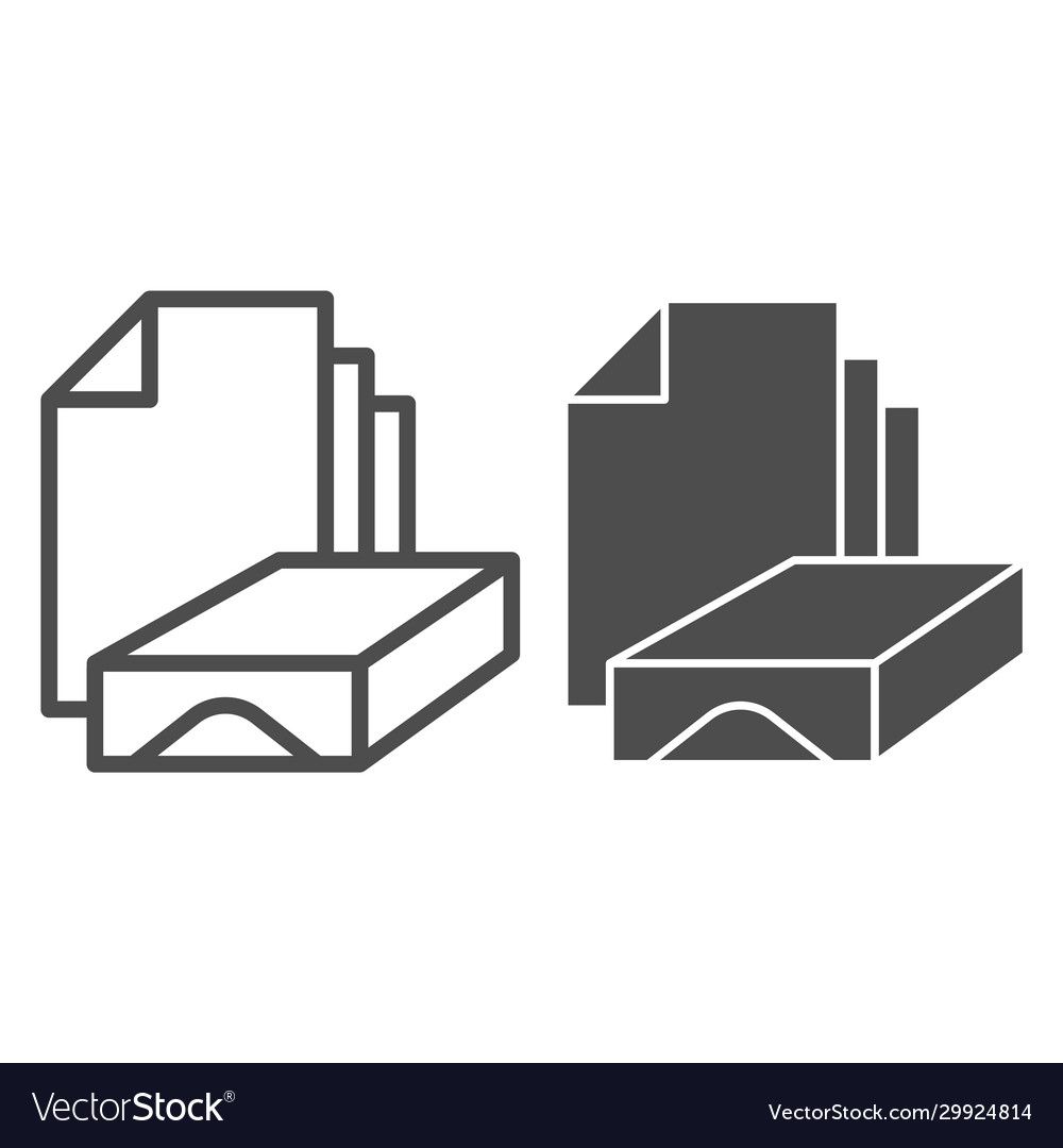 Stack paper line and solid icon box and sheets Vector Image