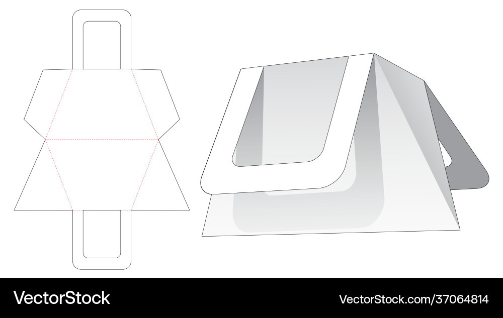 Trapezoid triangular shaped bag with handle die Vector Image