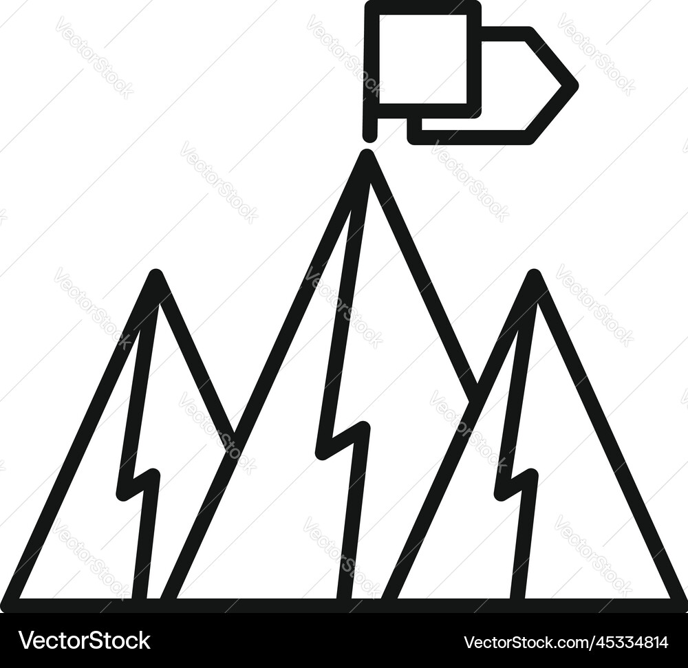 Winner flag on mountain icon outline top Vector Image