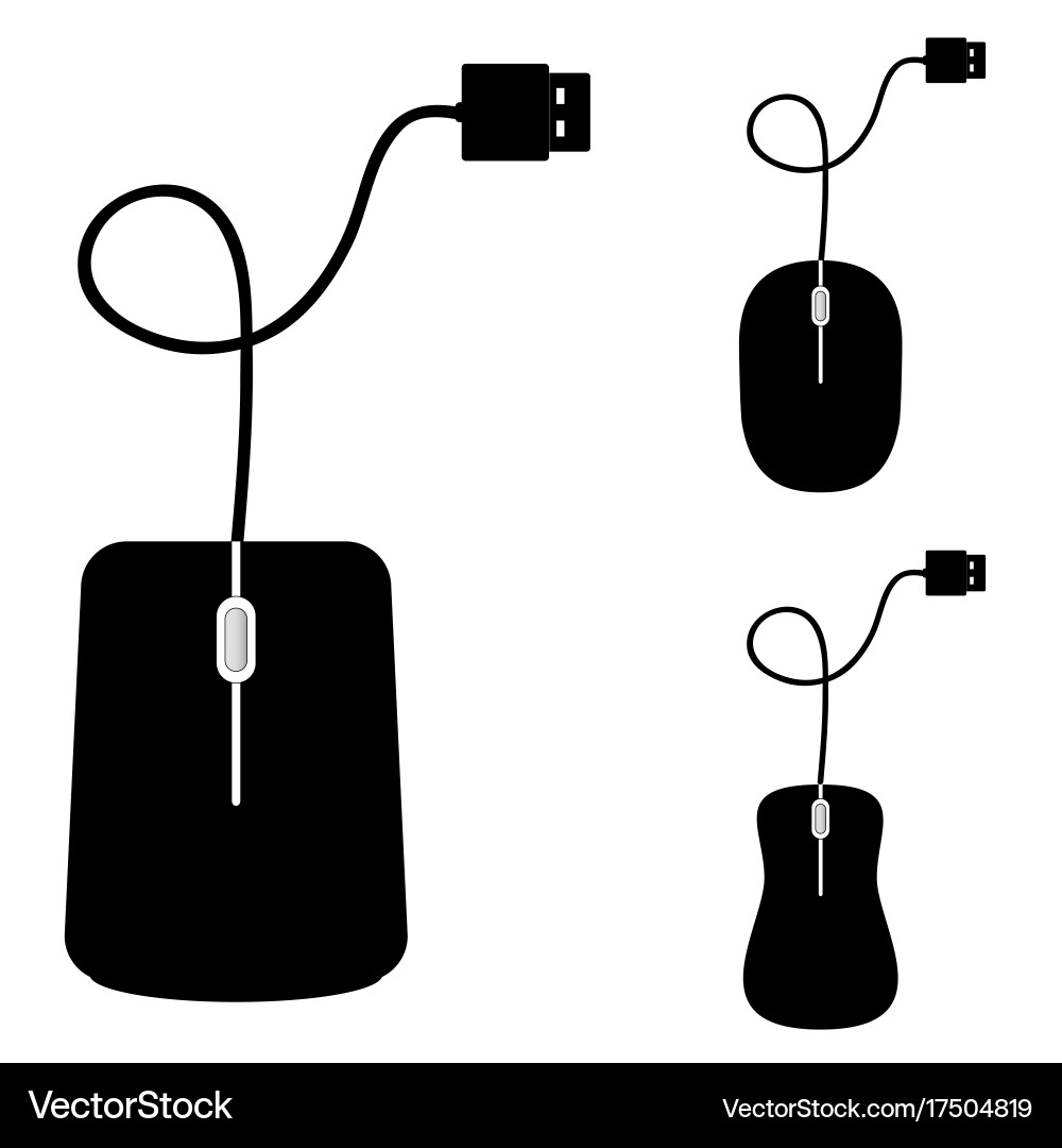 Computer mouse set in black color Royalty Free Vector Image