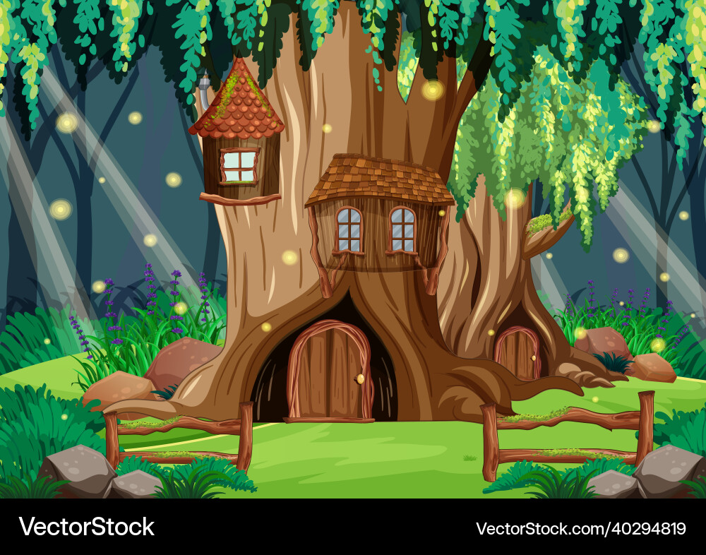 Cartoon Forest House Background