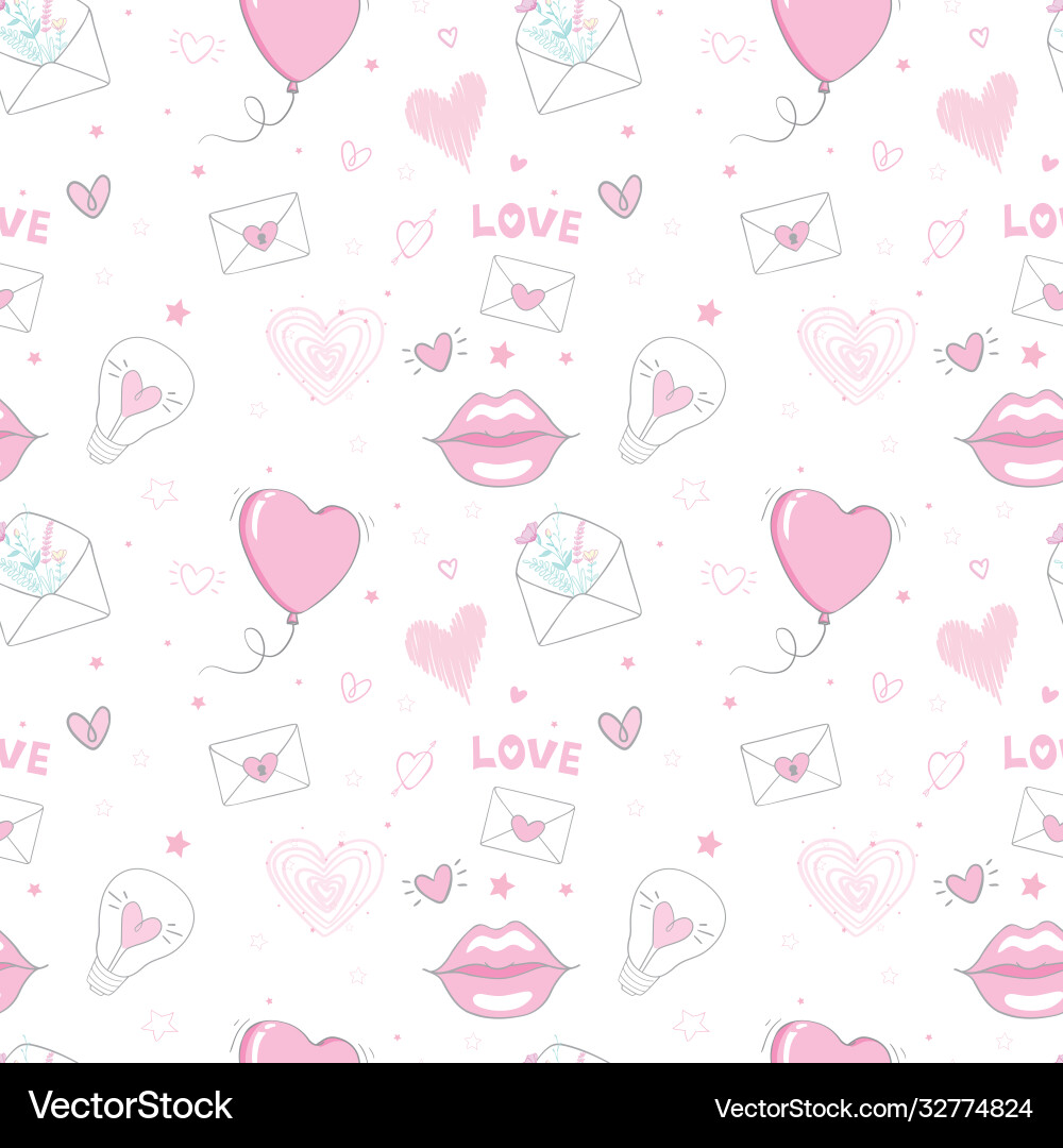 Seamless watercolor heart pattern on paper Vector Image