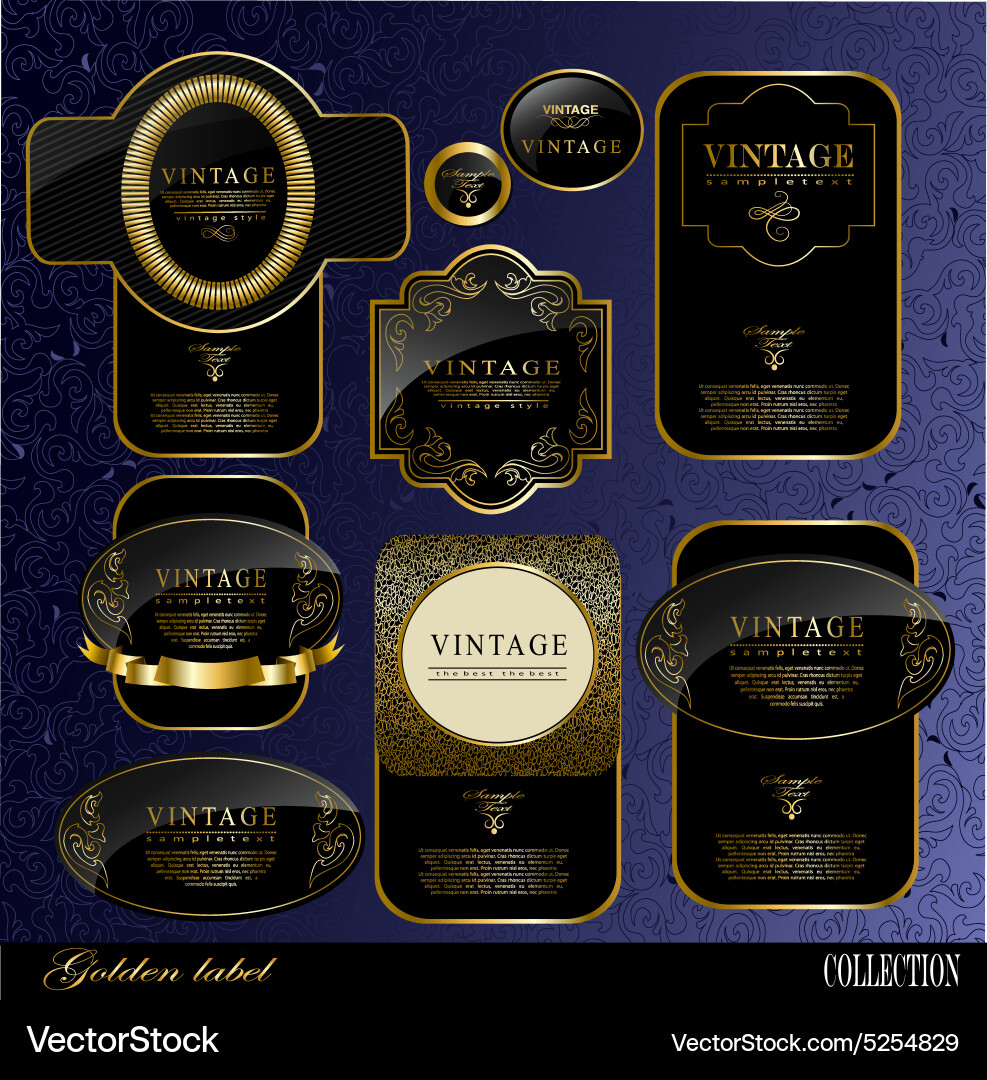 Black gold labels Royalty Free Vector Image - VectorStock
