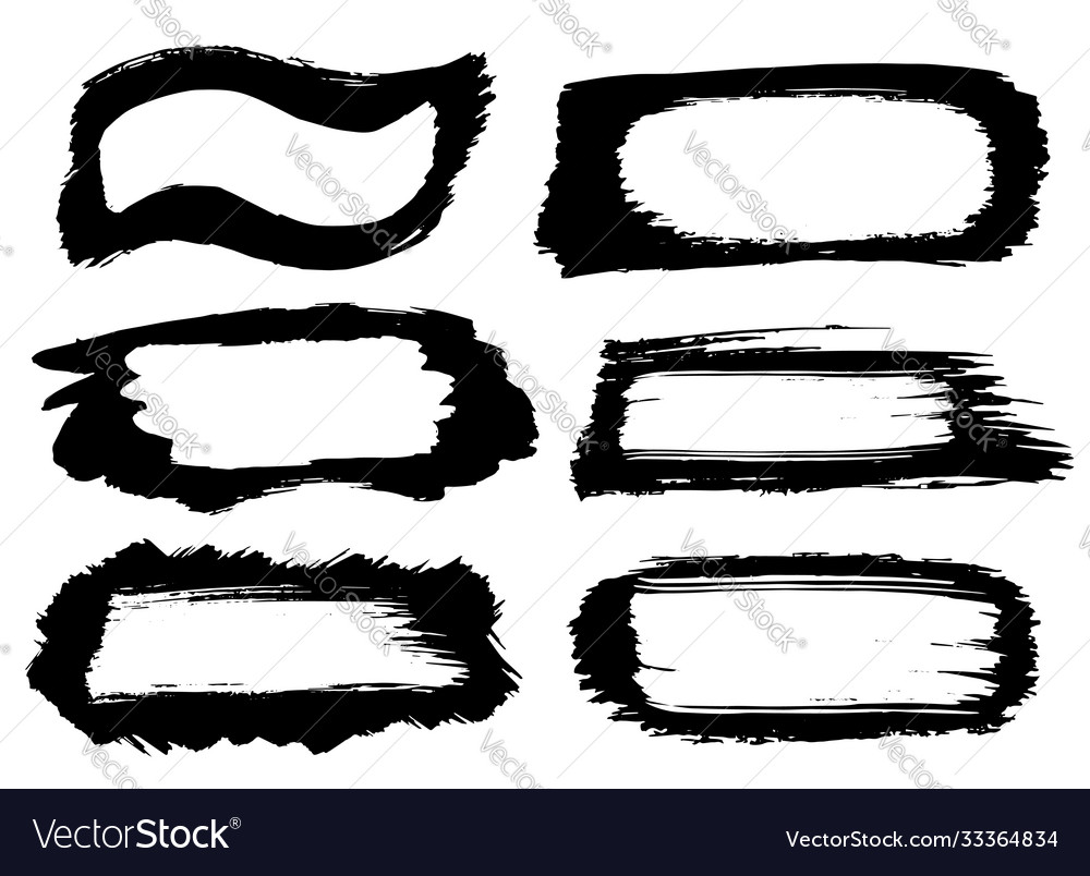Black paint stroke frames Royalty Free Vector Image