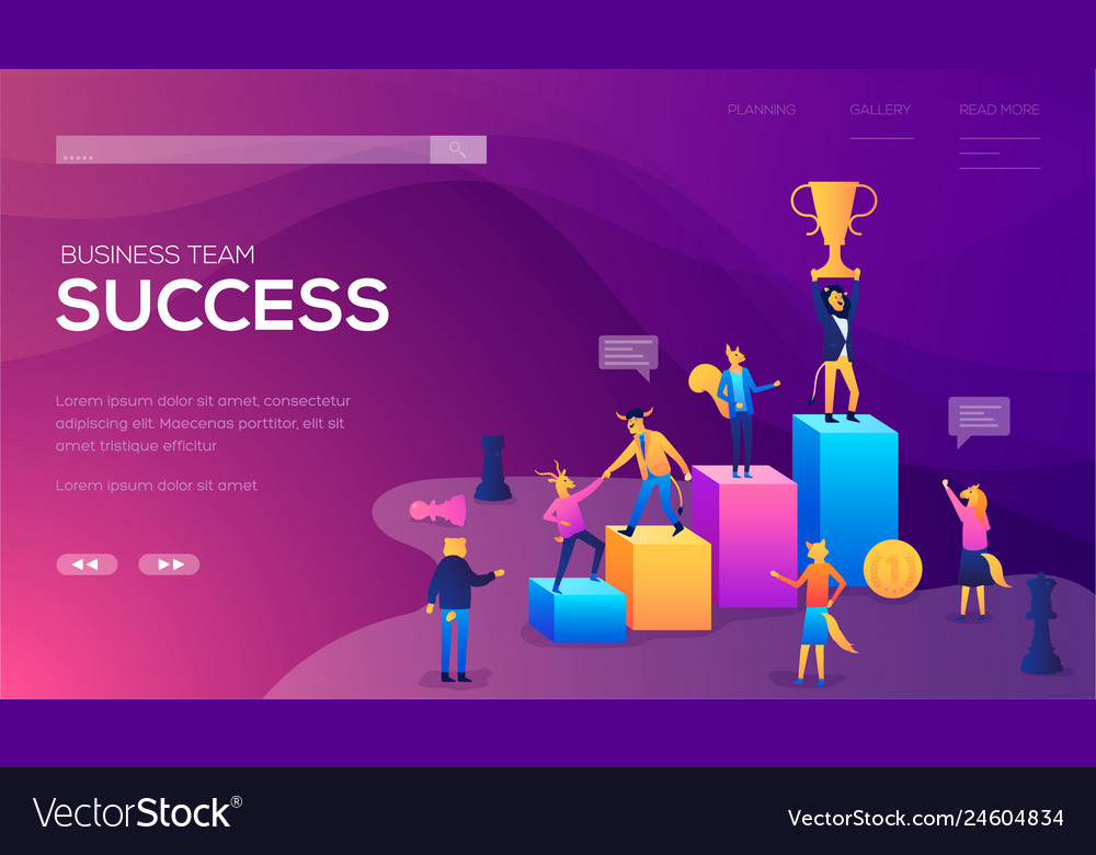 Business team success landing page template Vector Image