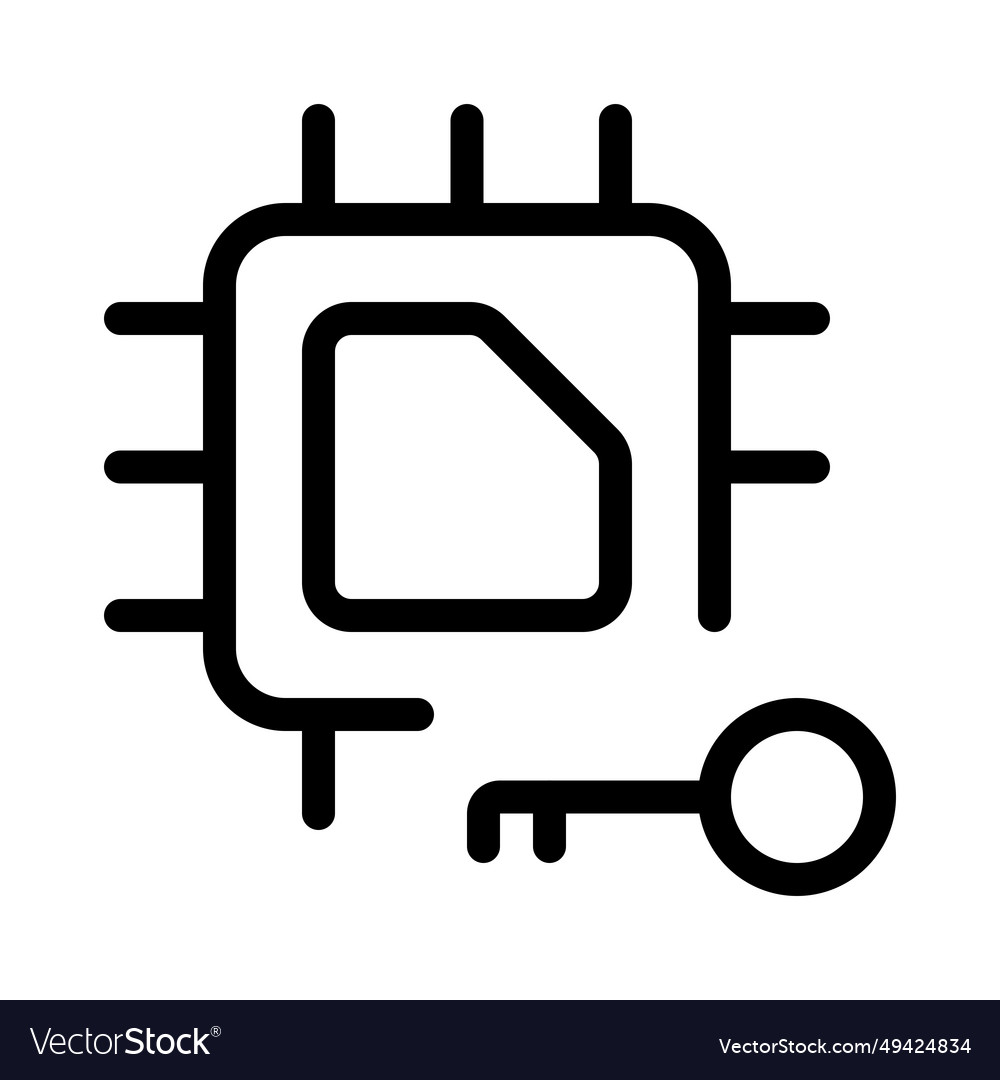 Microchip with lock feature for encryption Vector Image
