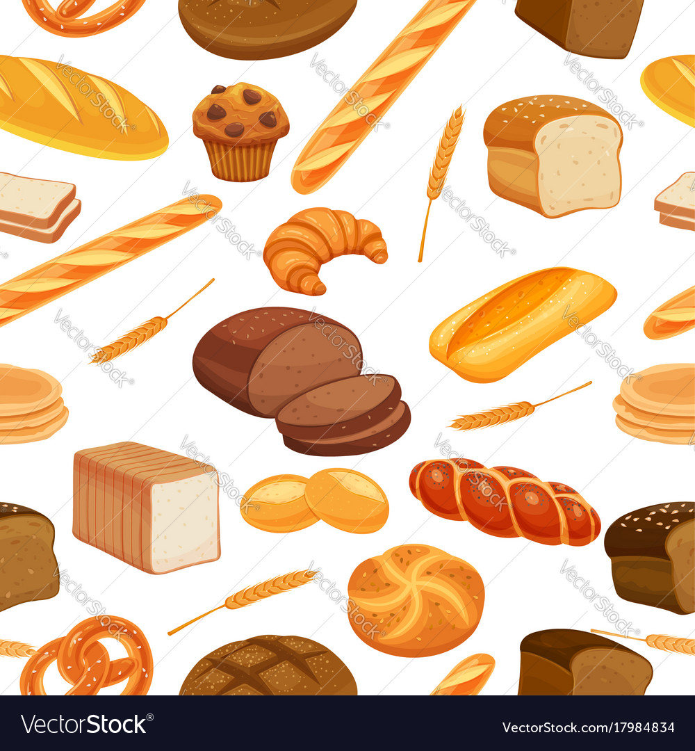 Seamless pattern bread Royalty Free Vector Image