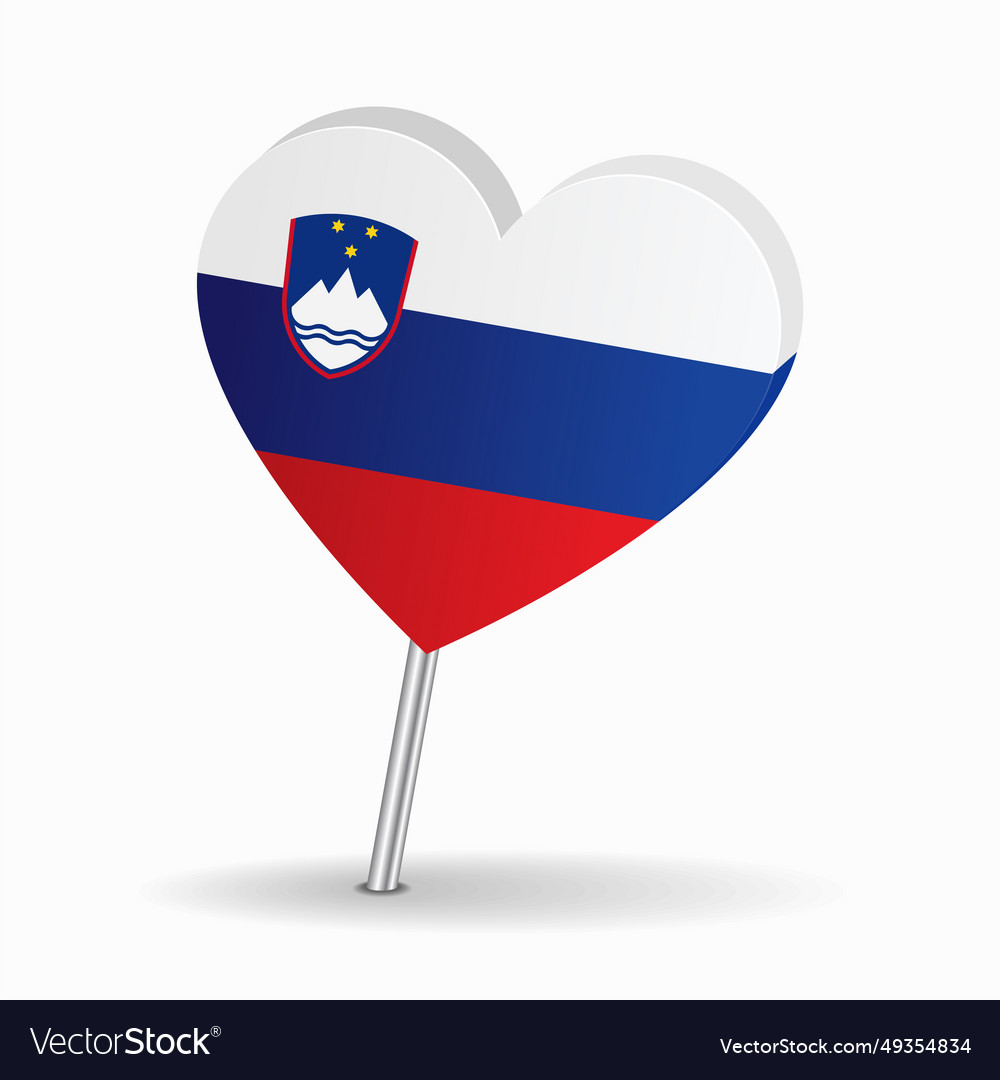 Slovenian flag heart-shaped map pointer layout Vector Image