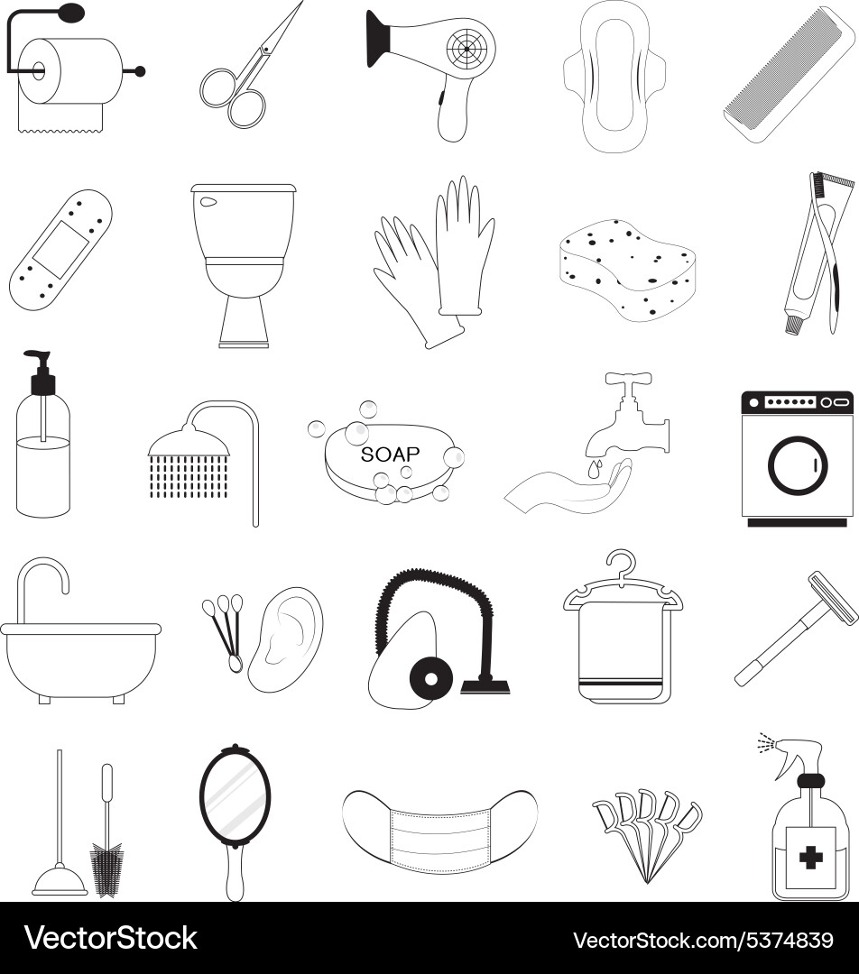 Hygiene And Bathroom Icons Set Royalty Free Vector Image