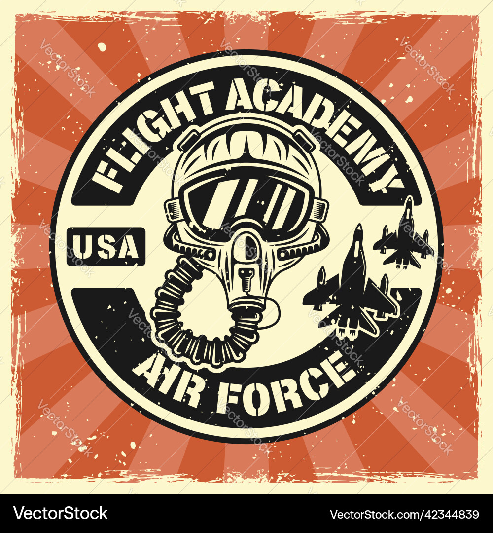 Military aviation flight academy emblem Royalty Free Vector