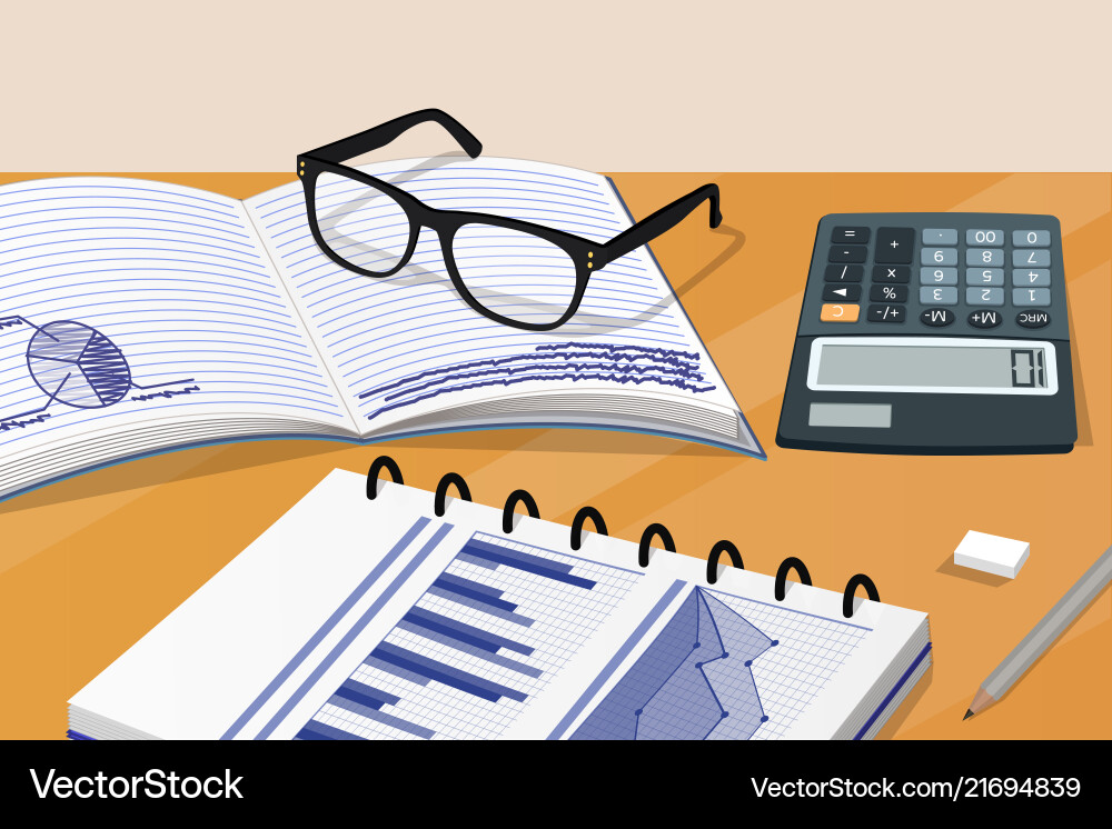 Notebook and calculator set Royalty Free Vector Image