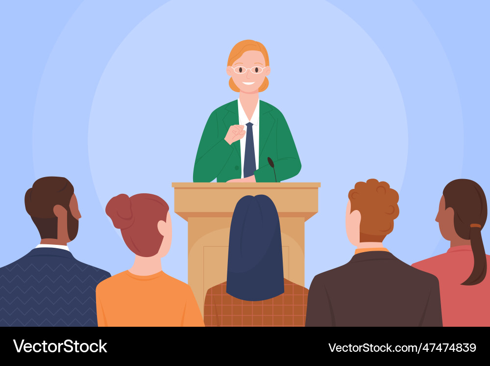 Public speech of confident leader in front Vector Image