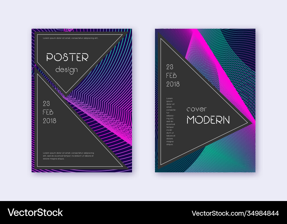 Black cover design template set neon abstract lin Vector Image