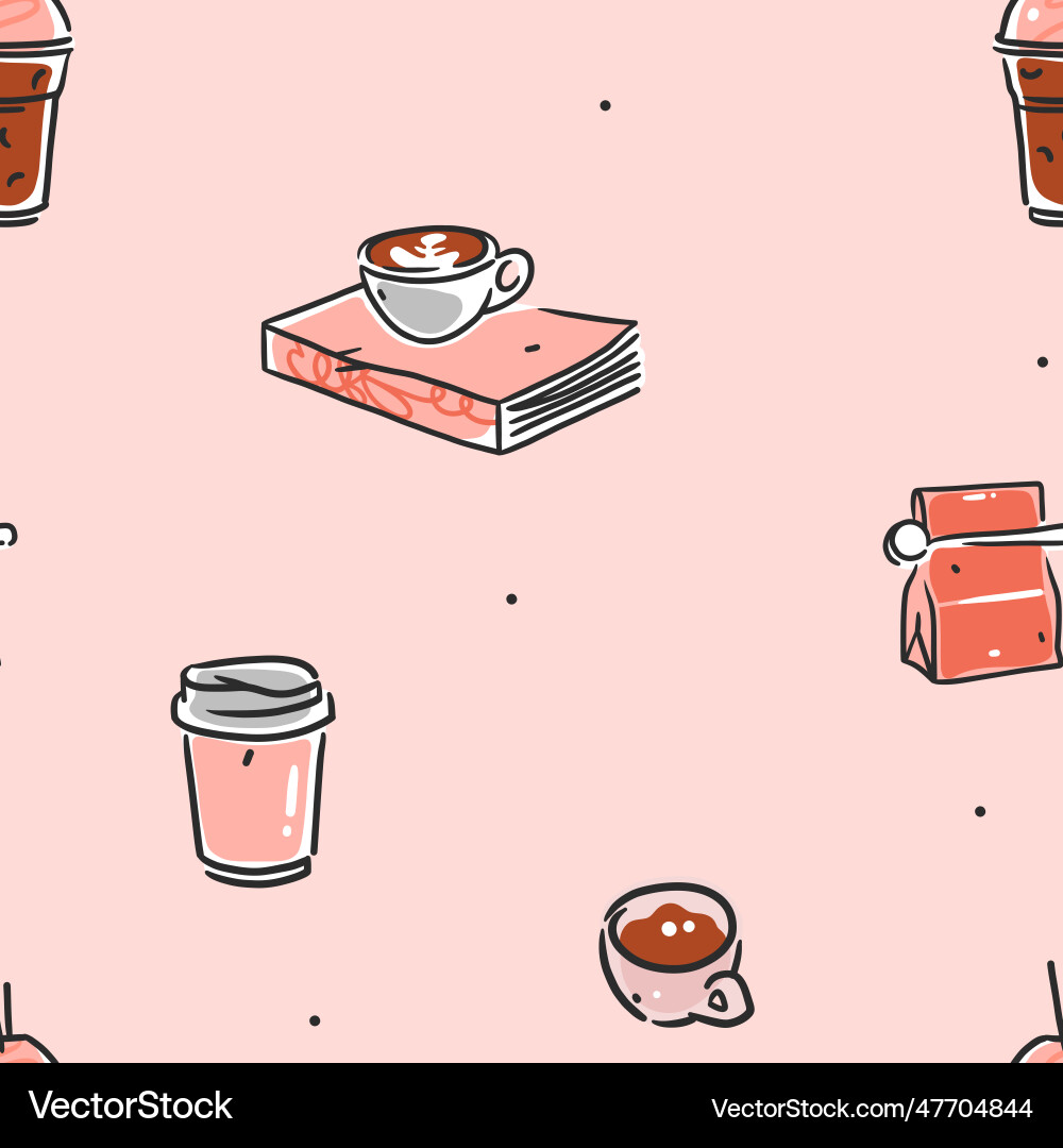 Hand drawn doodle coffee tools seamless pattern Vector Image