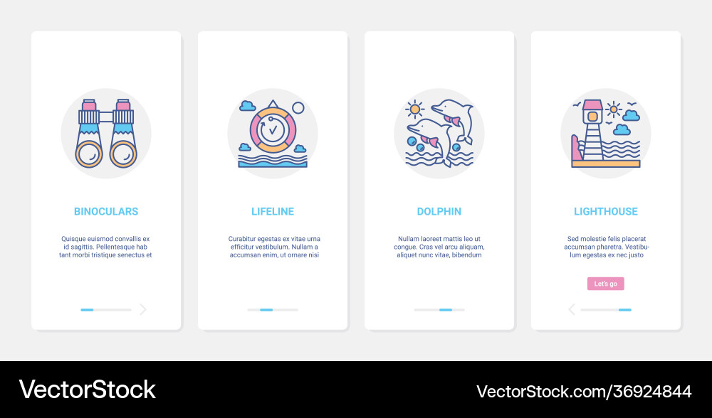 Summer time sea vacation line activity ui ux Vector Image