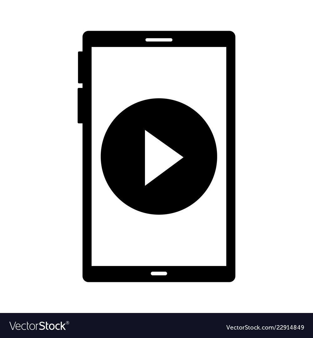 Cellphone Video Player On White Background Vector Image cellphone-video-player-on-white-background-vector-image