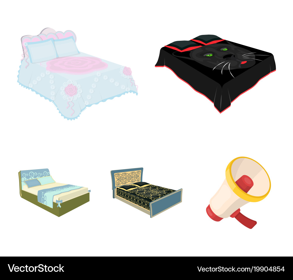 Different beds cartoon icons in set collection Vector Image
