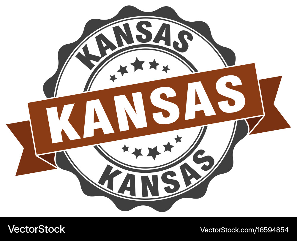 Kansas round ribbon seal Royalty Free Vector Image