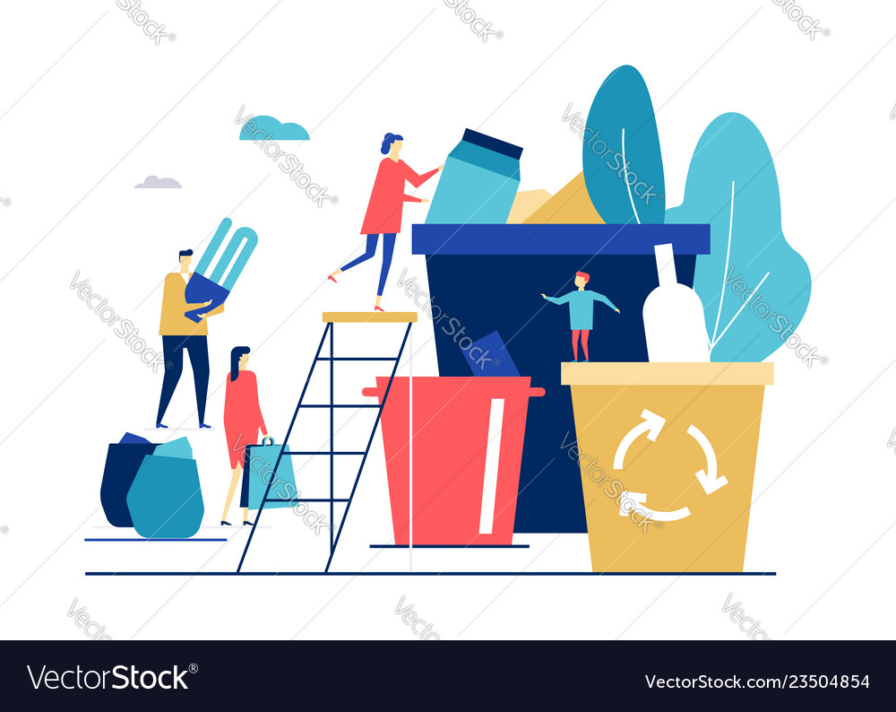 Waste sorting - flat design style colorful Vector Image