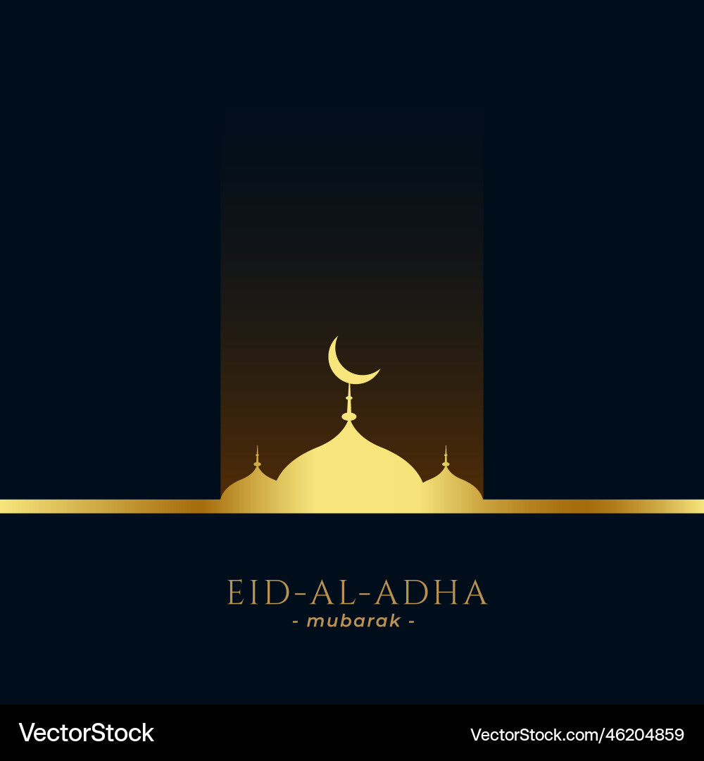 Beautiful golden mosque eid al adha greeting Vector Image