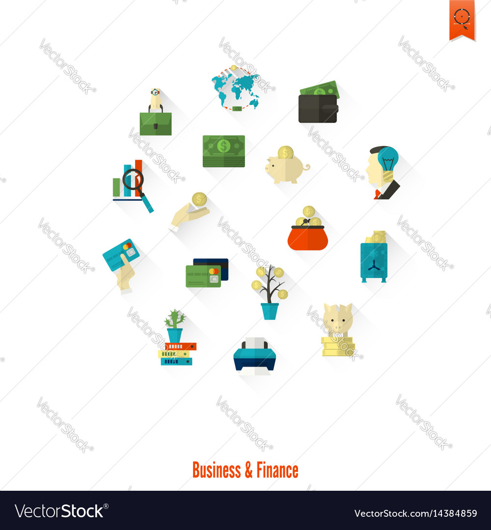 Business and finance icon set Royalty Free Vector Image