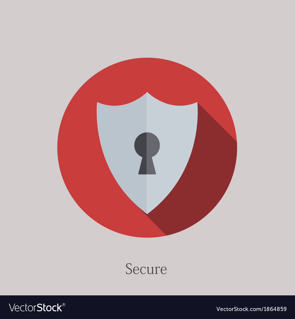 Flat secure icon on sample background Royalty Free Vector