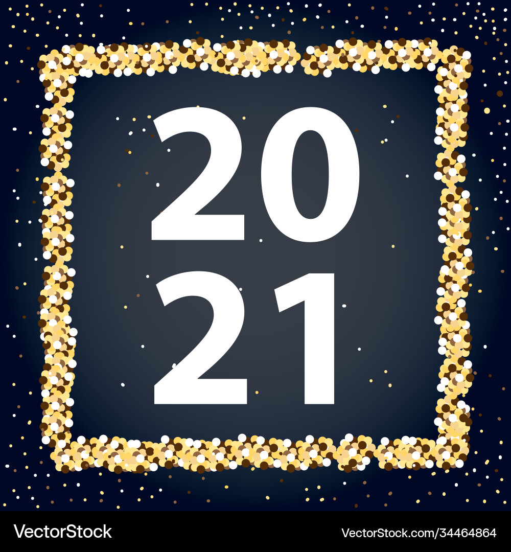 2021 happy new year greeting card dots frame Vector Image