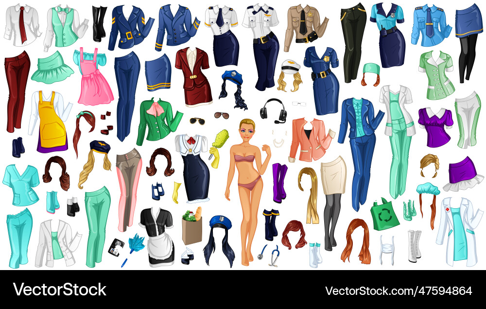 Career paper doll Royalty Free Vector Image - VectorStock