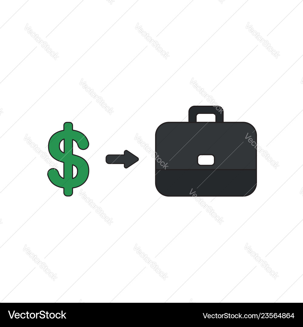 Icon concept of dollar symbol with briefcase Vector Image
