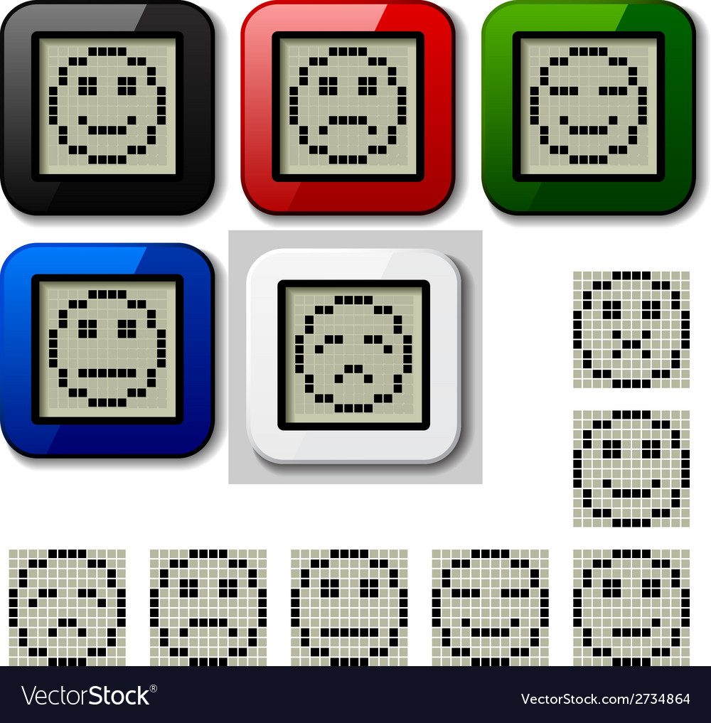 Lcd display pixel smiley faces Royalty Free Vector Image