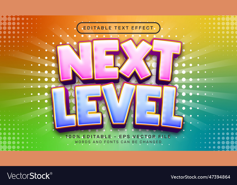 Next level 3d editable text effect template Vector Image