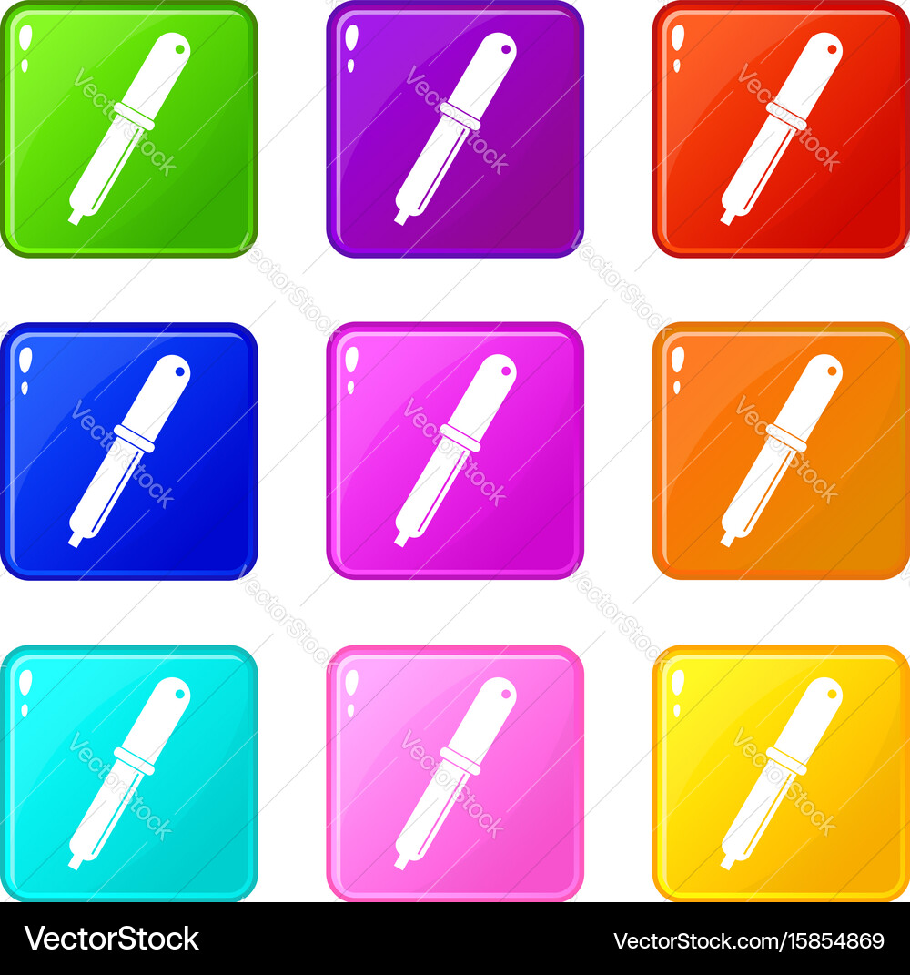 Color picker pipette icons 9 set Royalty Free Vector Image