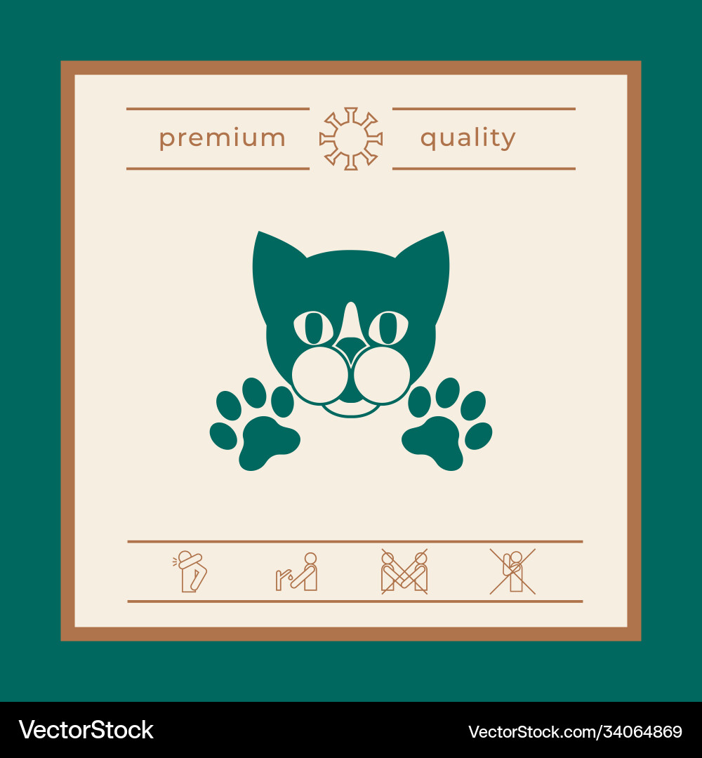 Cut cat with paws - logo symbol protect sign Vector Image