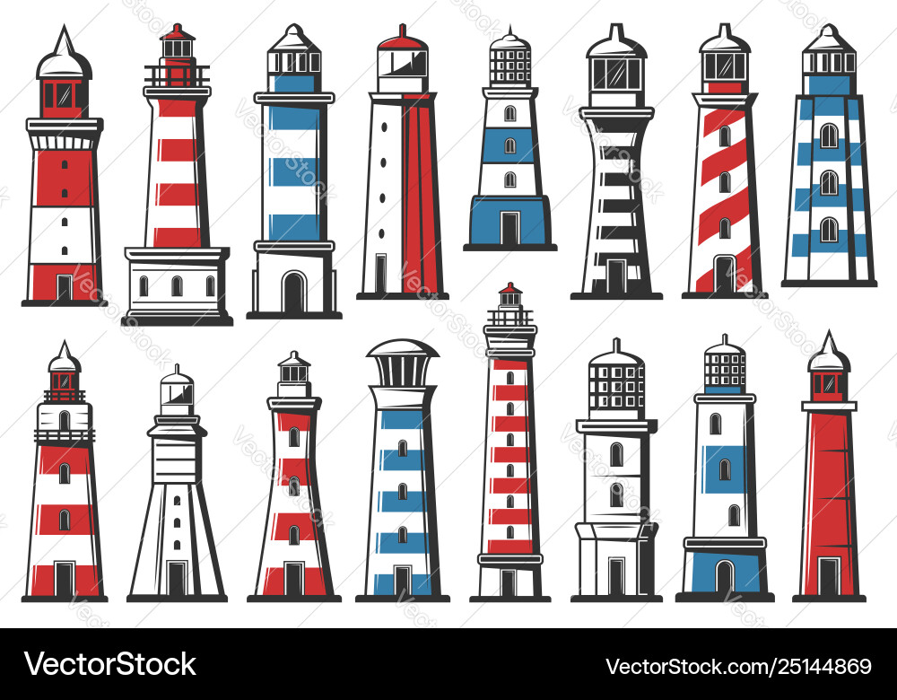 Nautical marine lighthouse sea light beacon Vector Image