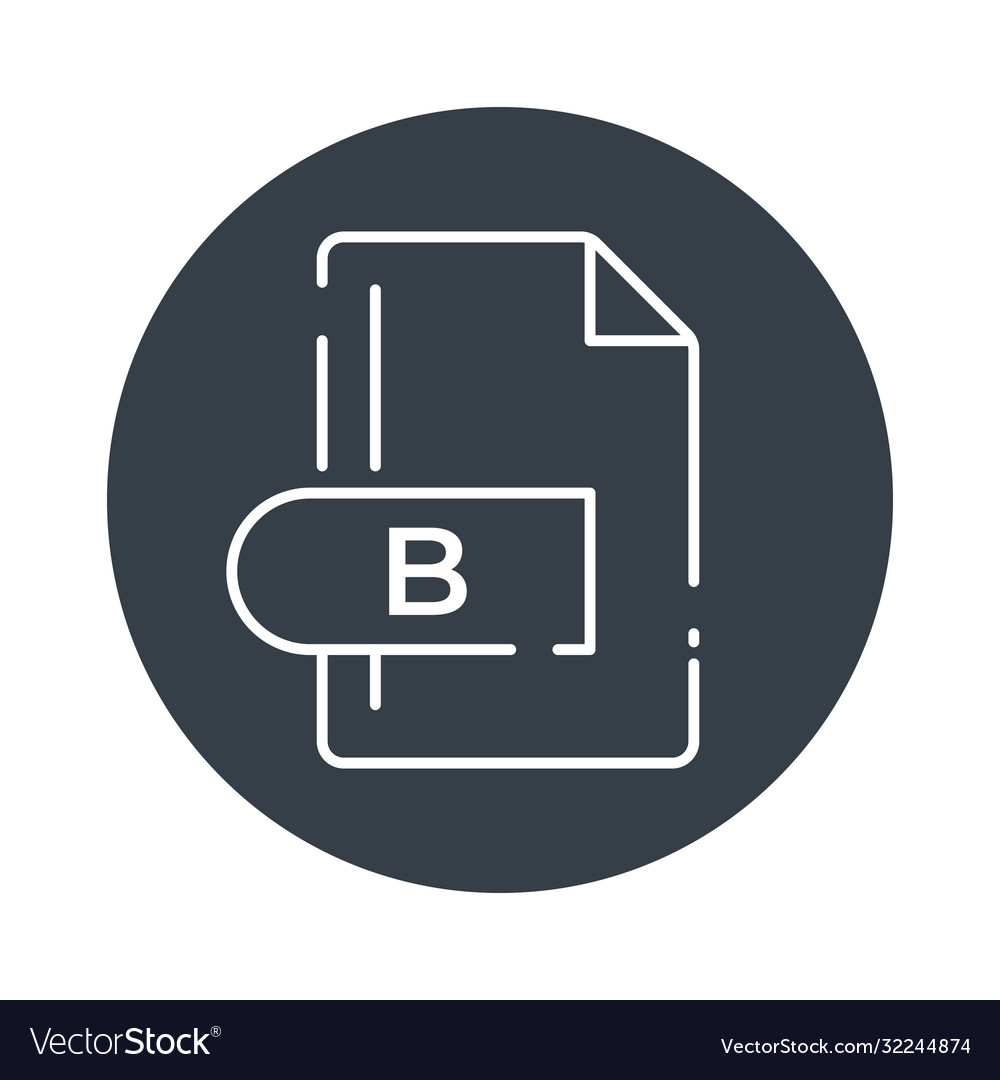 B file format icon extension filled Royalty Free Vector
