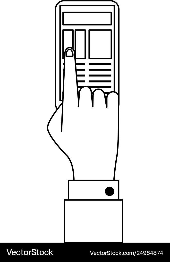 Businessman hand touching smartphone symbol Vector Image