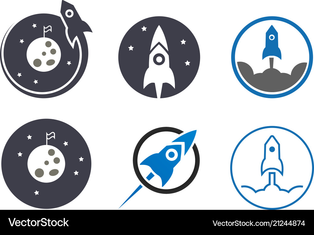 Collection of rocket and space template Royalty Free Vector