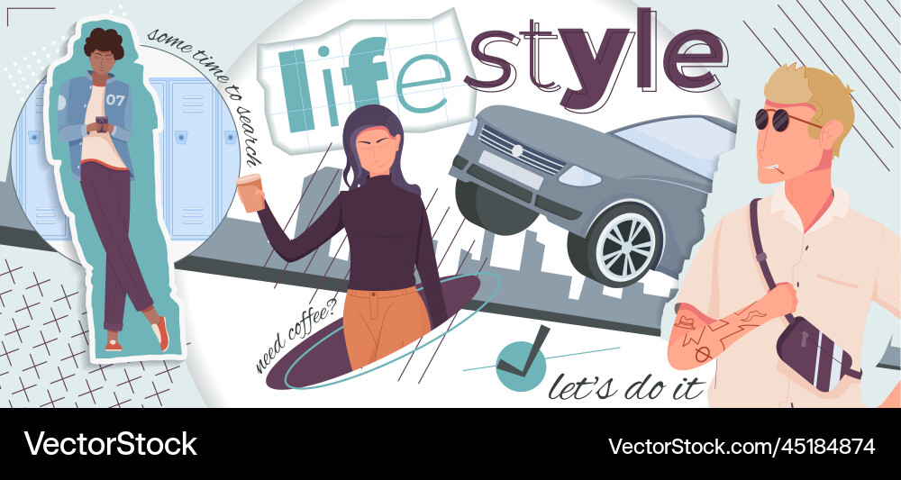 People lifestyle collage Royalty Free Vector Image