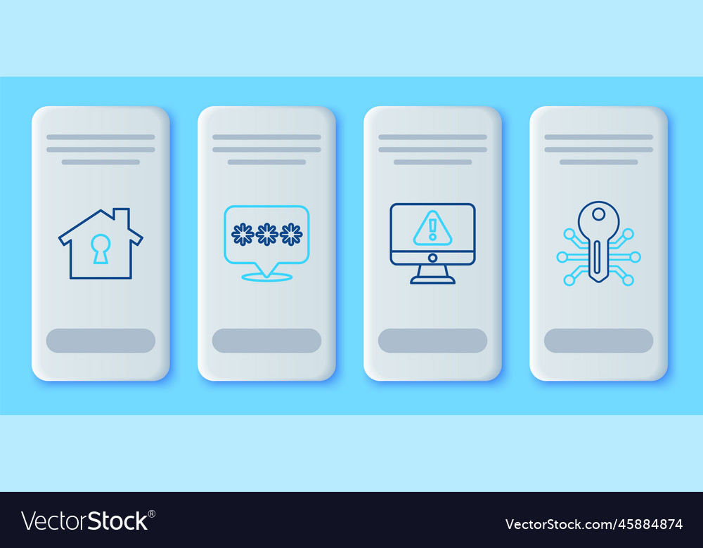 Set Line Password Protection Monitor Royalty Free Vector