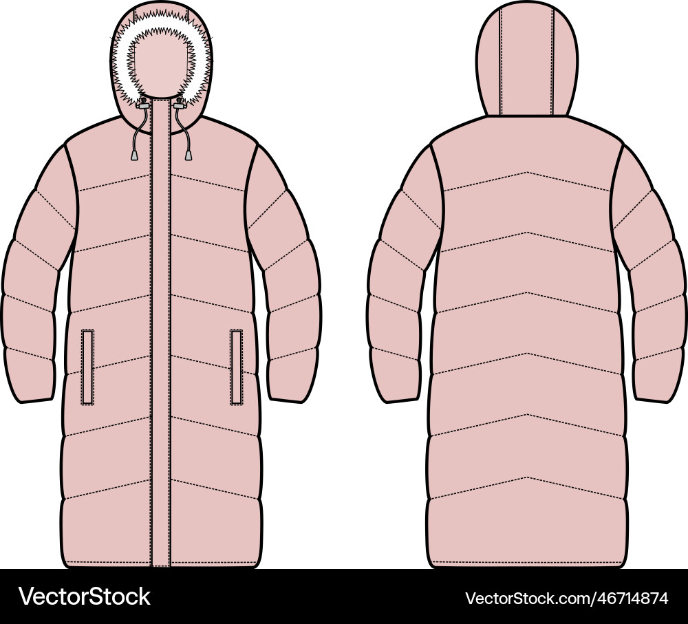 Womens winter quilted down coat Royalty Free Vector Image