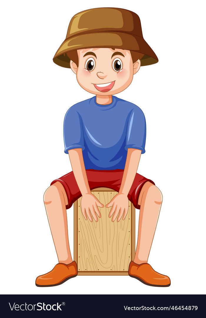 Boy playing cajon drum Royalty Free Vector Image Boy playing cajon drum Royalty Free Vector Image