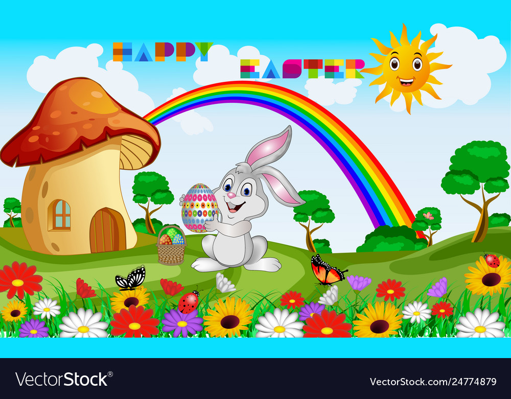 Congratulations on easter with a rabbit Royalty Free Vector