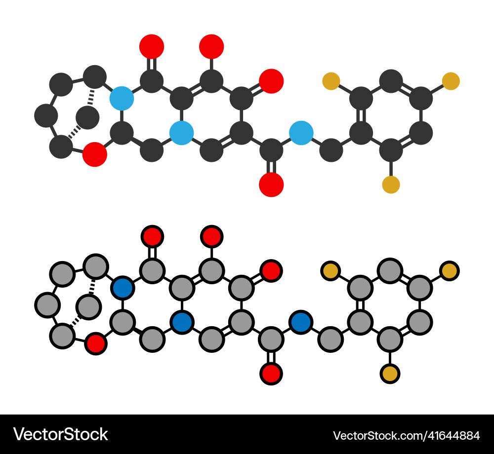Bictegravir antiviral drug molecule Royalty Free Vector