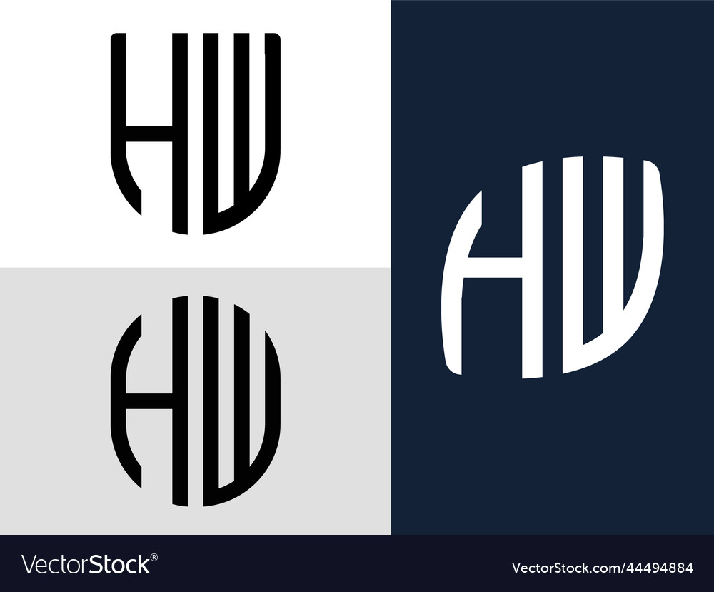 Creative initial letters hw logo designs bundle Vector Image