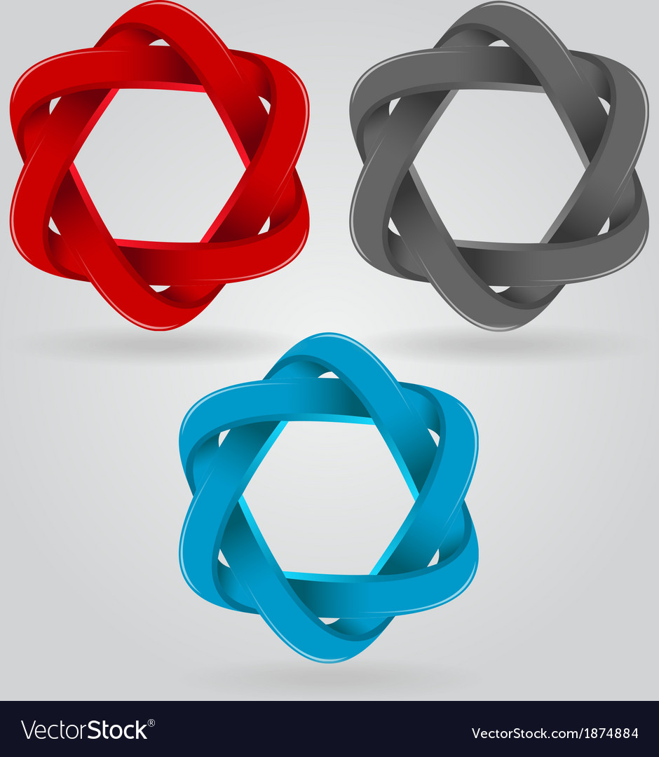 Infinite ribbon star logo two looped triangle Vector Image