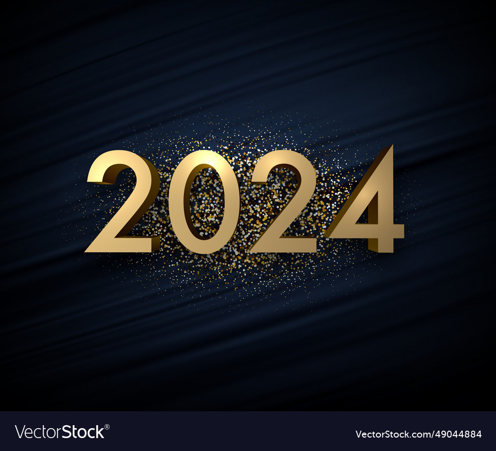 New year 2024 golden 3d numbers for calendar Vector Image