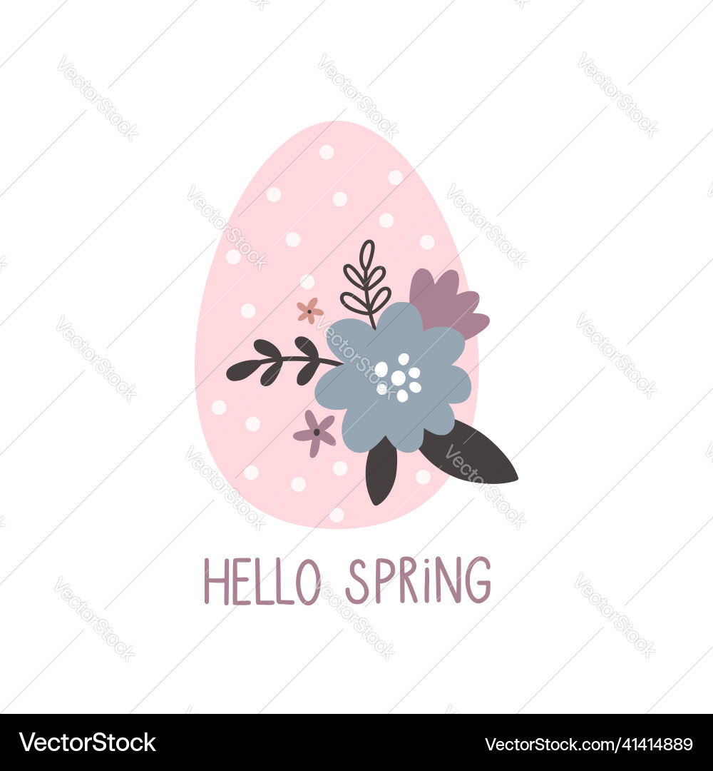 Greeting card with boho easter egg Royalty Free Vector Image