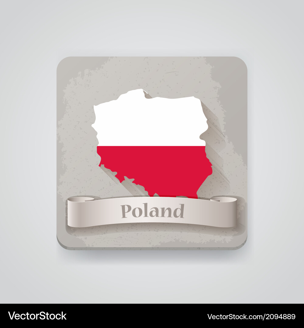 Icon of poland map with flag Royalty Free Vector Image